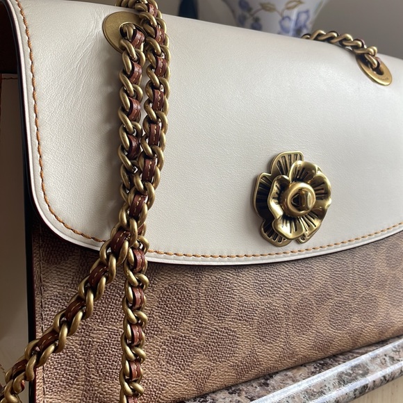 Coach | Bags | Coach Signature Parker In Chalkwhite | Poshmark